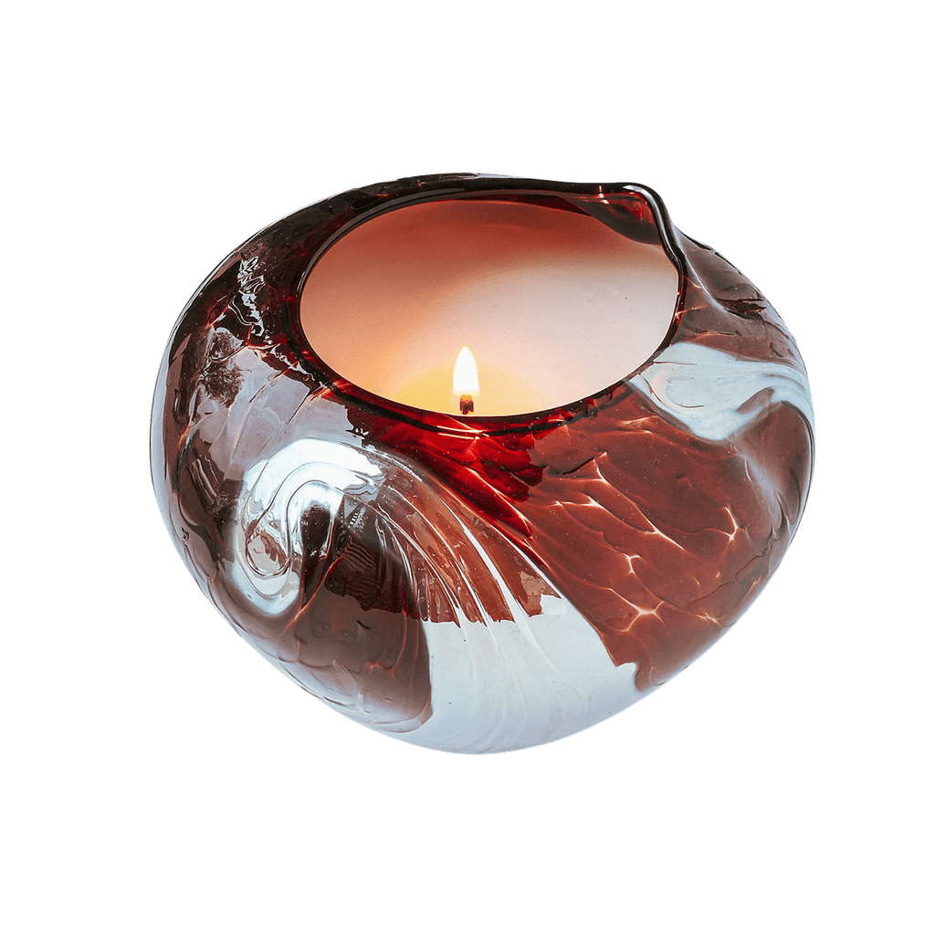 Hand-Blown Heirloom Artisan Glass Candle- Red | Laguna Candles